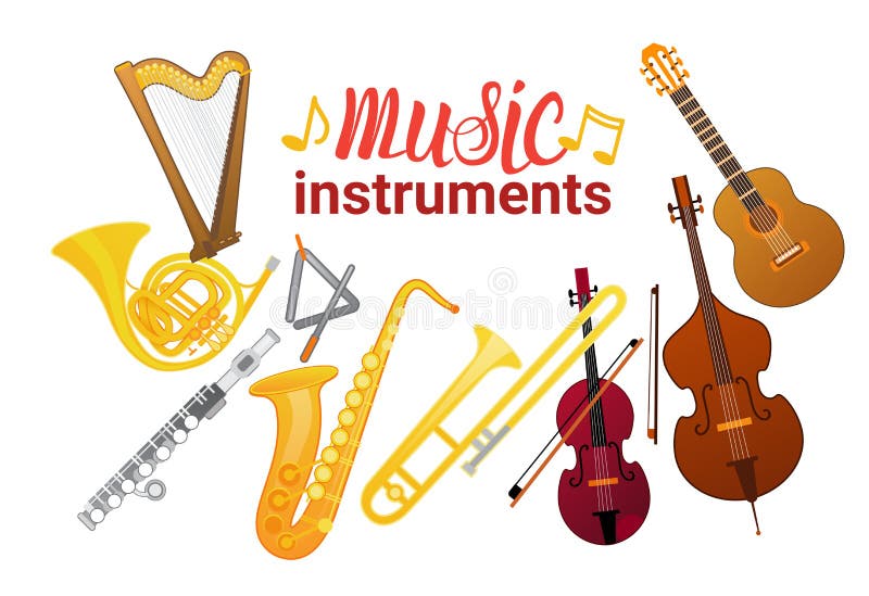 Music Instruments Set Banner with Copy Space Musical Concept Stock ...
