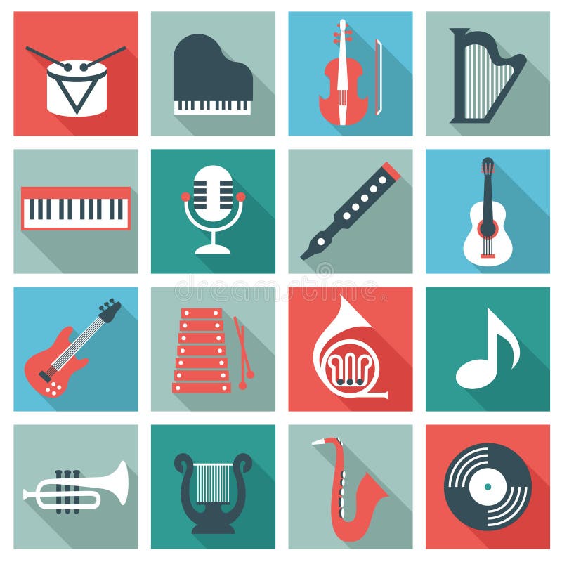 Music Instruments Geometric Illustration Set Stock Vector ...