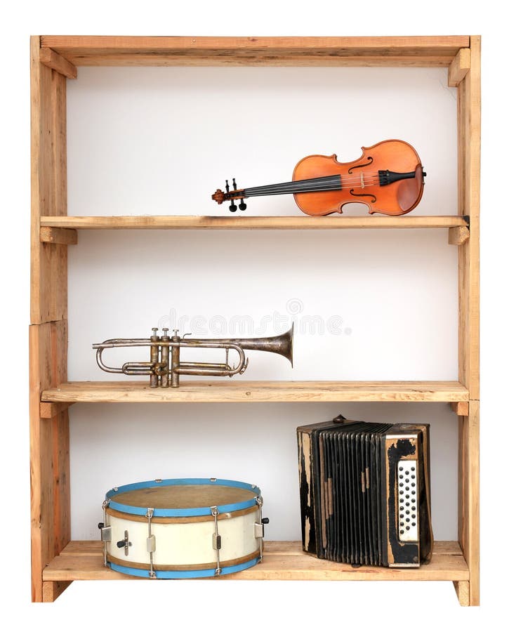 Set of Different Musical Instruments. Golden Brass Wind and String ...