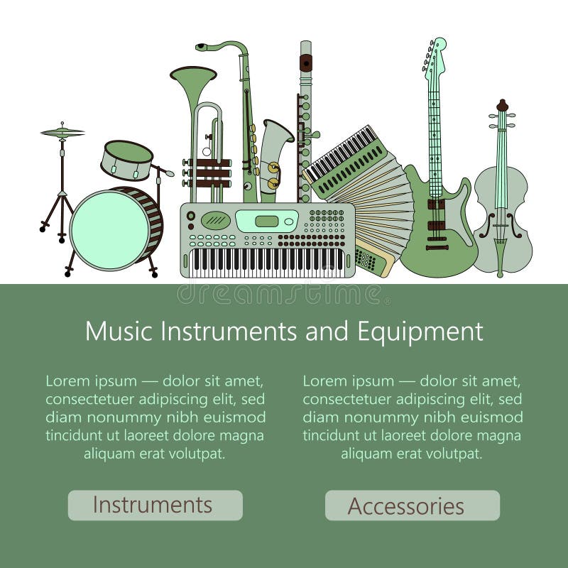 Music Instruments Thin Line Icon Set for Web and Mobile. Stock Vector ...