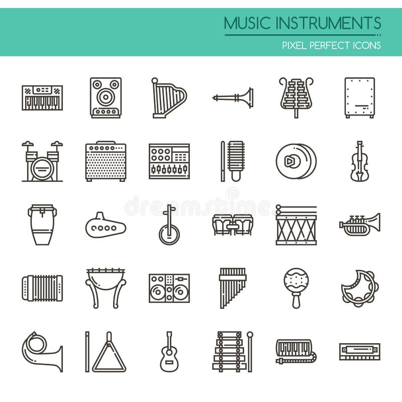 Music Instruments Glyph Icon Set, Audio Symbols Stock Vector ...