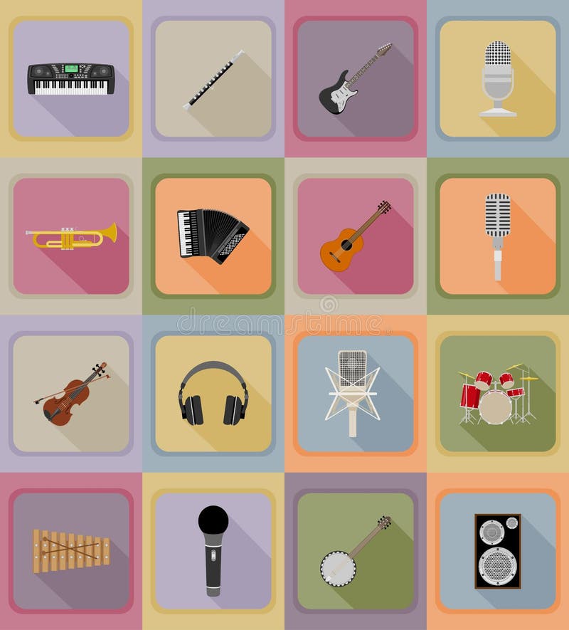 Music Items Doodle Icons Set. Hand Drawn Sketch with Notes, Instruments ...