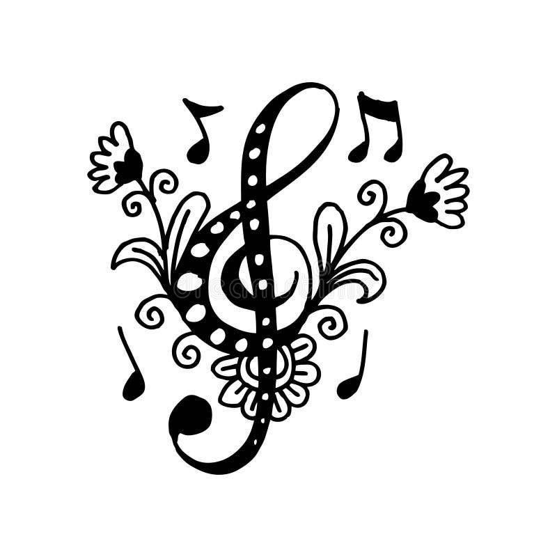 Music Key Decorative Style. Stock Illustration - Illustration of melody ...