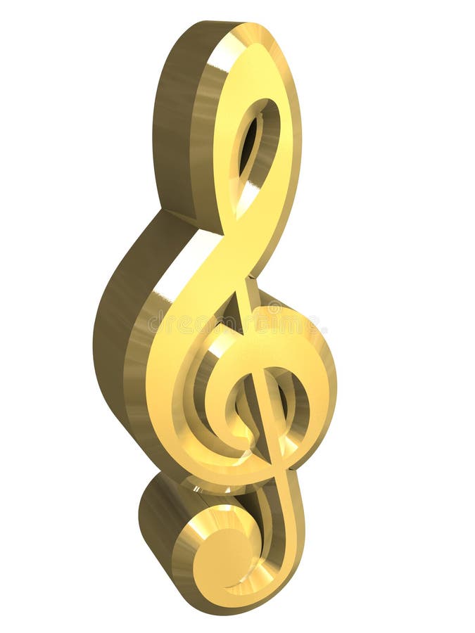 Music Key Symbol in Gold - 3D Stock Illustration - Illustration of ...