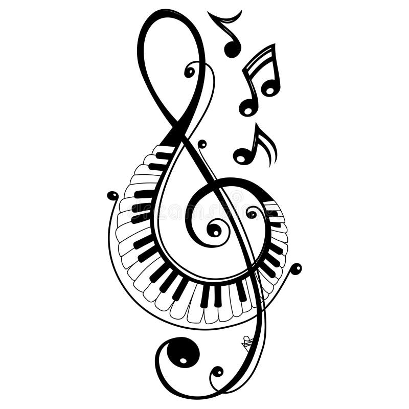 Music and Musical Notation with Keyboard Keys Stock Illustration ...