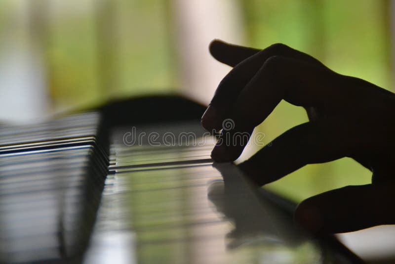 Keyboard: Playing Music with One Hand Stock Photo - Image of sunlight ...