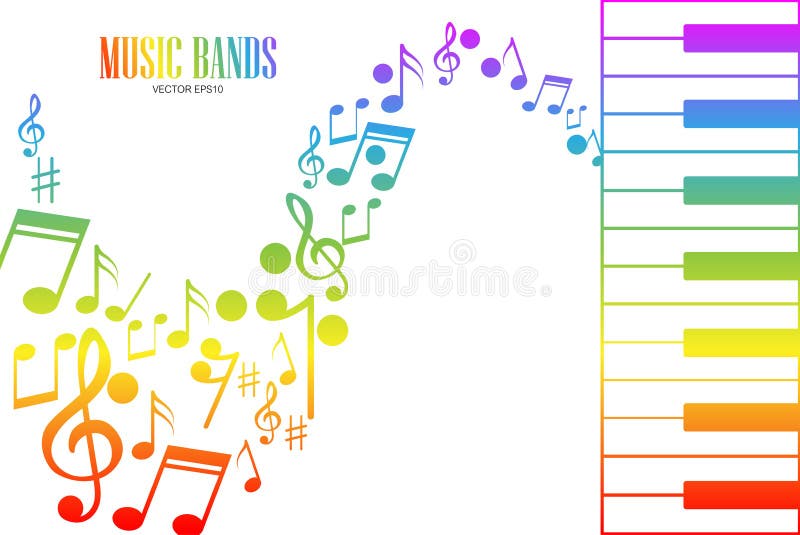 Music Keyboard with Colorful Keys and Notes Stock Vector - Illustration ...