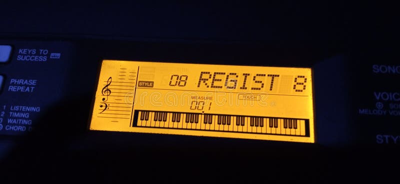 Music Keyboard Display Yellow ScreenIn the Dark Stock Image - Image of ...