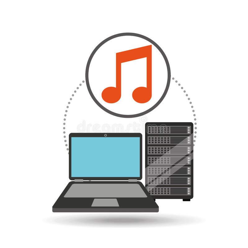 Music laptop data server stock vector. Illustration of internet - 81666404