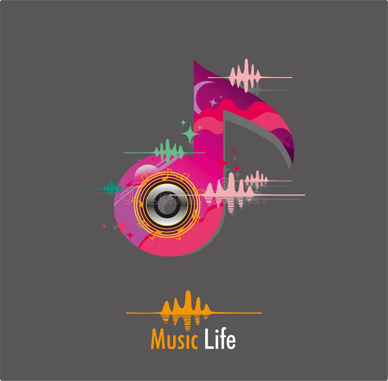 Music Life Logo Vector Waves Design Stock Vector - Illustration of ...