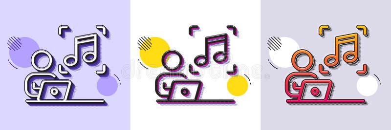 Music Line Icon. Studio Record Sign. Halftone Dotted Pattern. Vector ...