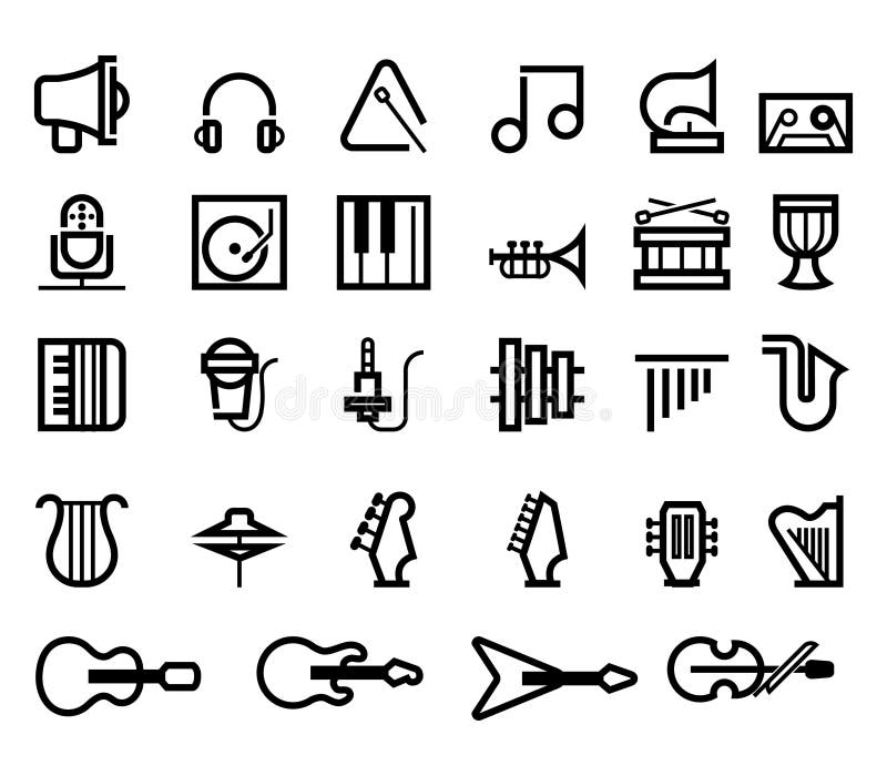 Music Line Icon Set stock vector. Illustration of sign - 101076108