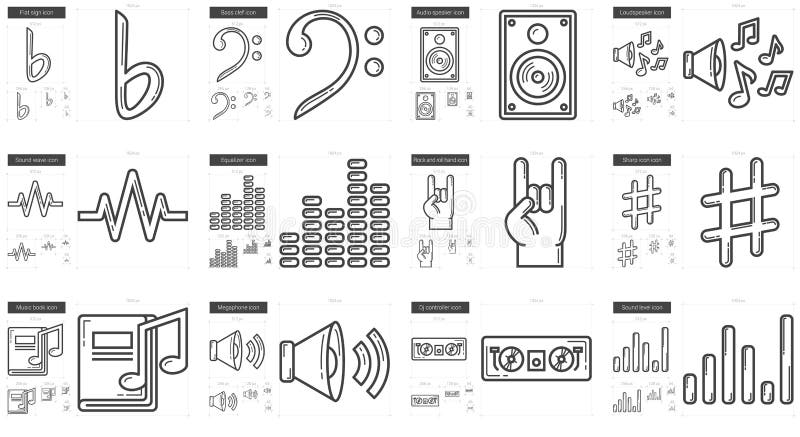 Music line icon set. stock vector. Illustration of sharp - 79057307