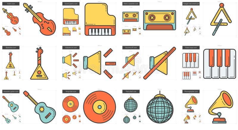 Music line icon set. stock vector. Illustration of line - 80696072