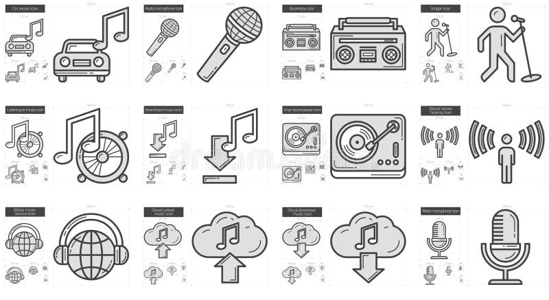 Music line icon set. stock vector. Illustration of computing - 83306210