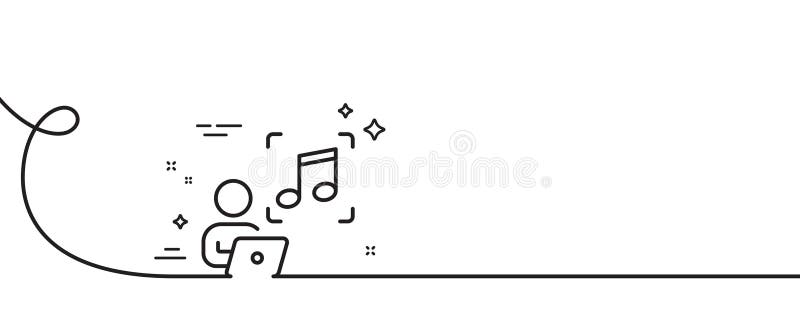 Music Line Icon. Studio Record Sign. Continuous Line with Curl. Vector ...