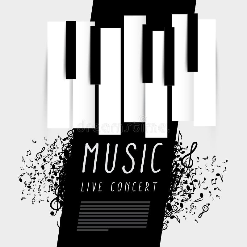 Music - Live Concert Poster with Piano Keys and Notes Stock Vector ...