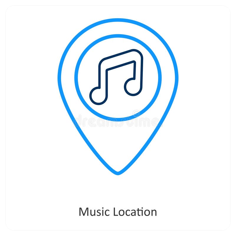 Music Location and Map Icon Concept Stock Vector - Illustration of ...