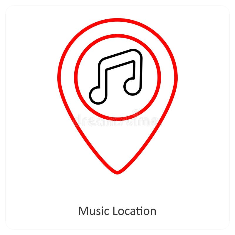 Music Location and Map Icon Concept Stock Illustration - Illustration ...