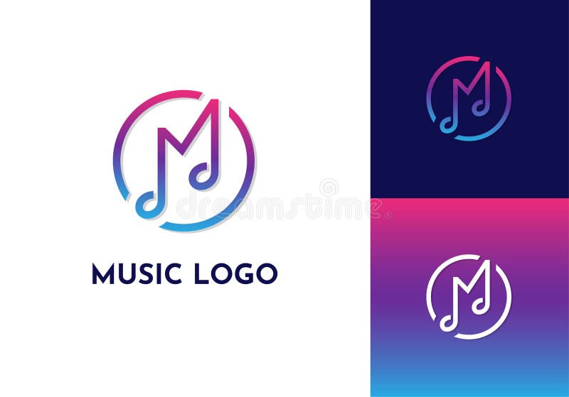 Music logo with M letter stock vector. Illustration of graphic - 212524554