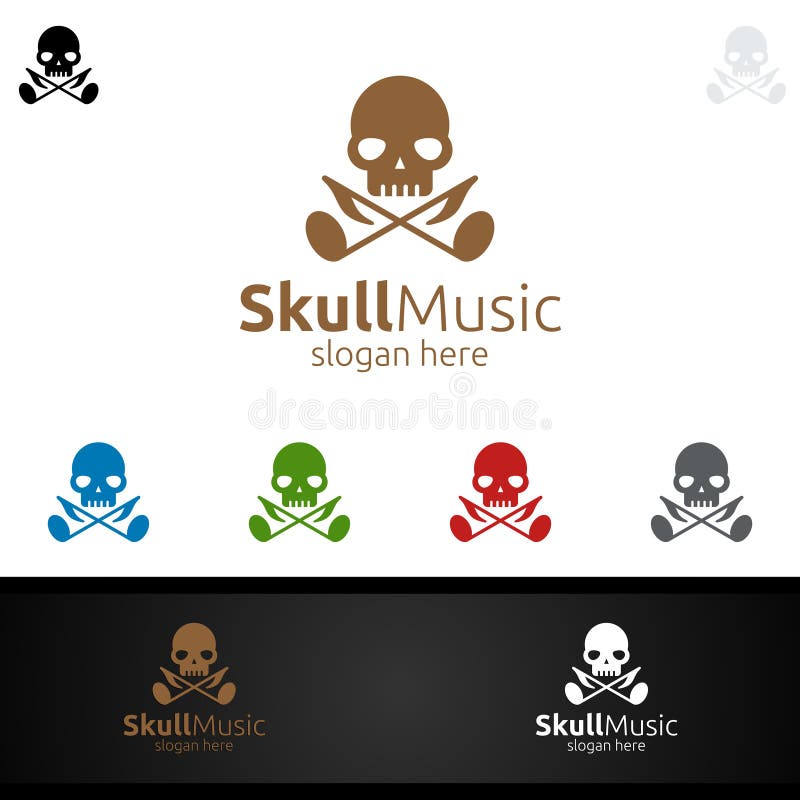 Music Logo with Note and Skull Concept Stock Vector - Illustration of ...