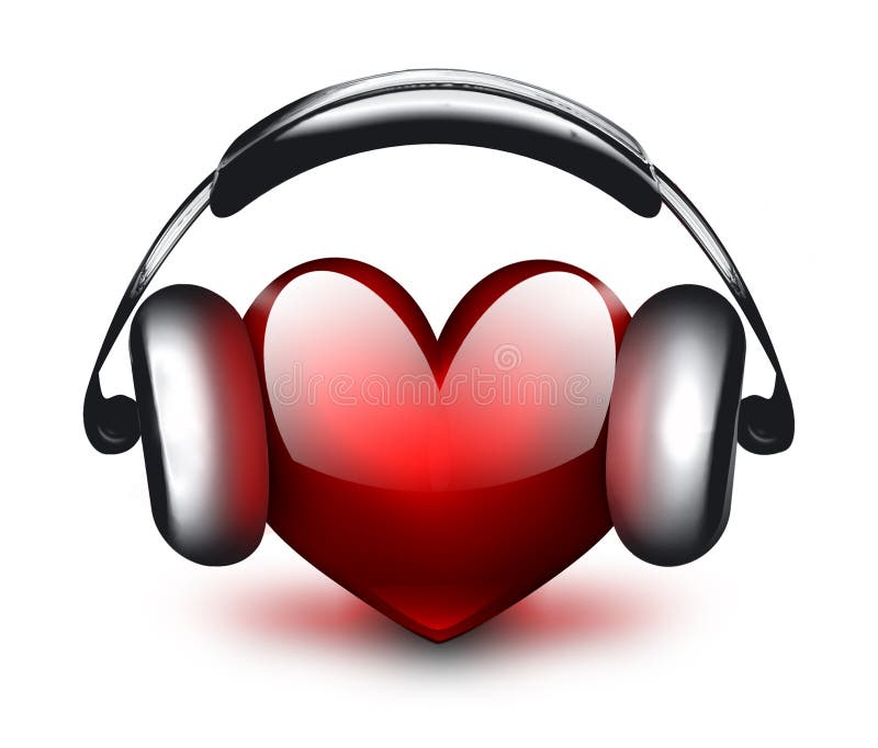 Young Happy Persion Illustration of Listening To Great Music with Heart ...