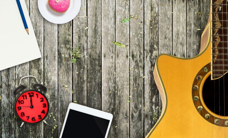 Music Lunch Break Guitar and Stuff Stock Image - Image of write, office ...