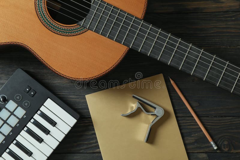 Music Maker Composition Wooden Background Stock Photos - Free & Royalty ...