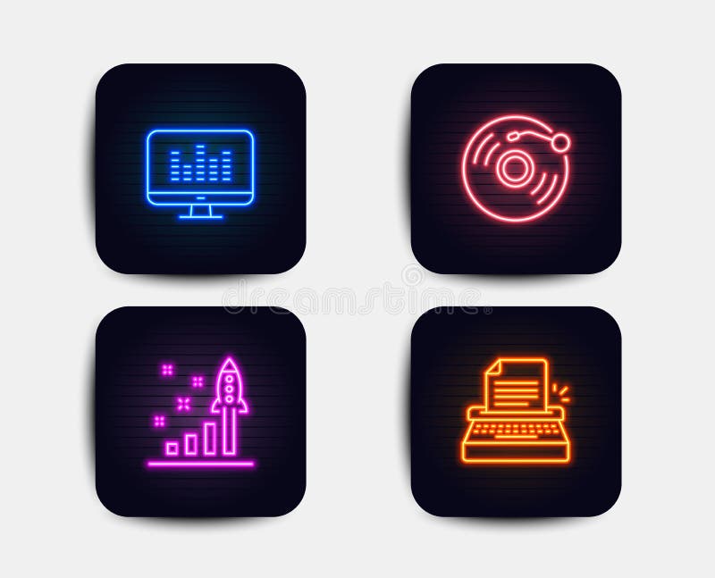 Music Making, Development Plan and Vinyl Record Icons. Typewriter Sign ...