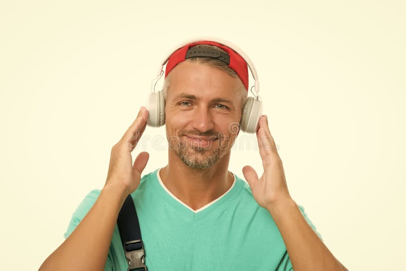 Only Music That Matters Happy Man Listen To Music Isolated On White
