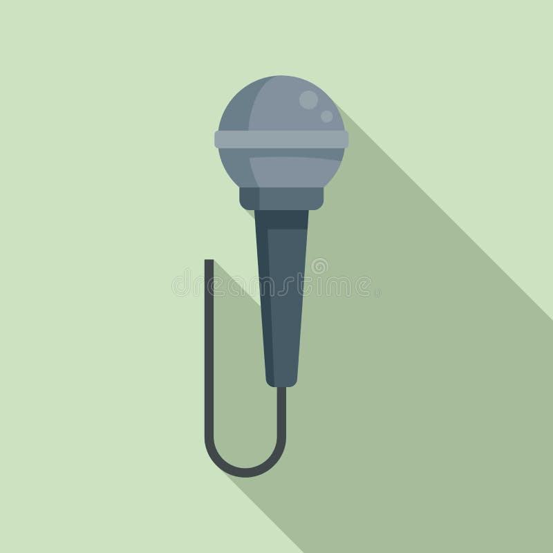 Music Microphone Icon, Flat Style Stock Illustration - Illustration of ...