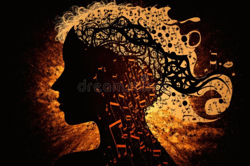 The Music in the Mind. Music Abstract Art. Generative AI. Stock ...