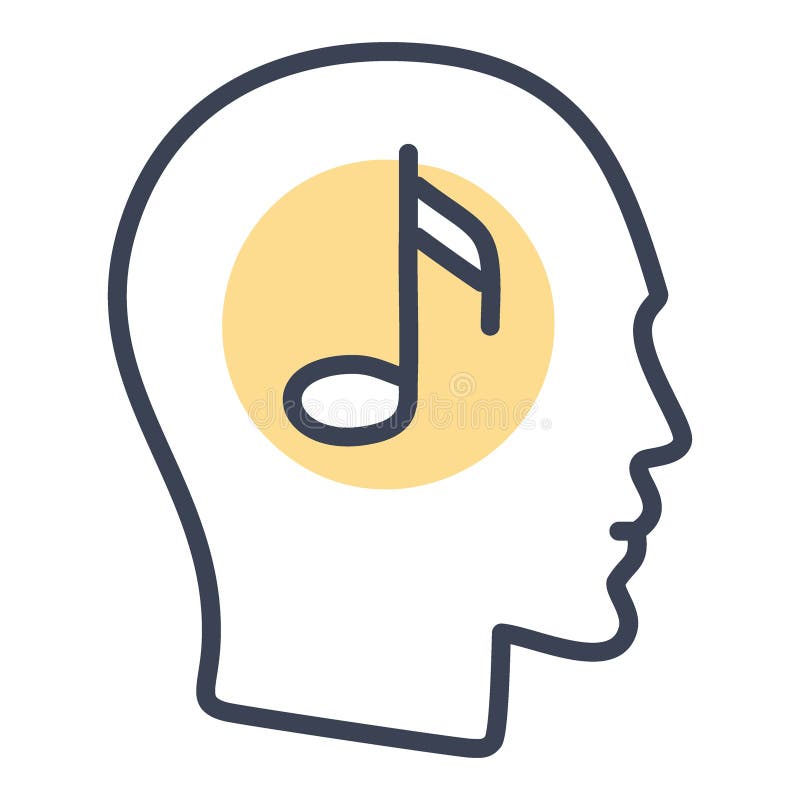 Music in the Mind Icon. a Simple Icon of a Head with a Musical Note ...