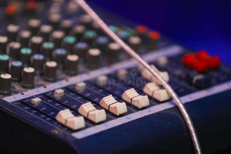 Music Mixer Control Panel. Closeup Stock Photo - Image of channel ...