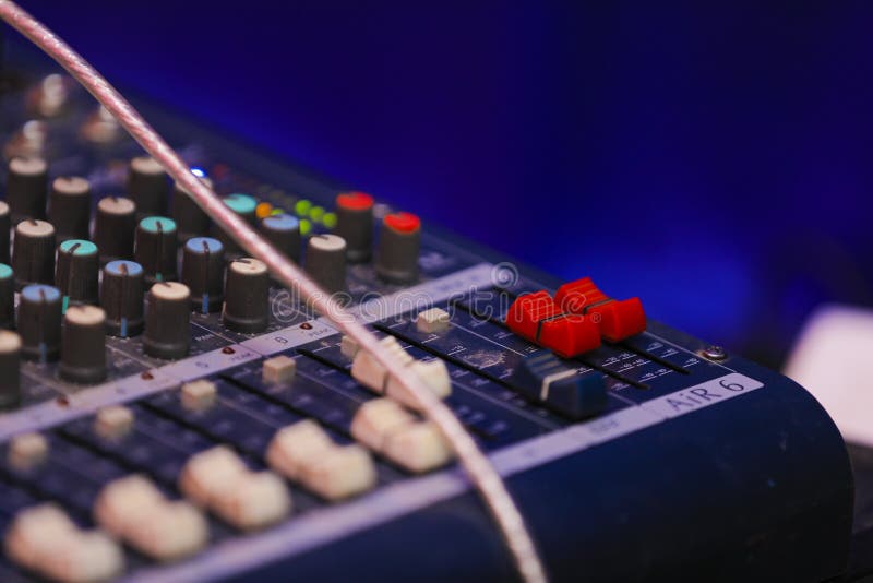 Music Mixer Control Panel. Closeup Stock Image - Image of instrument ...