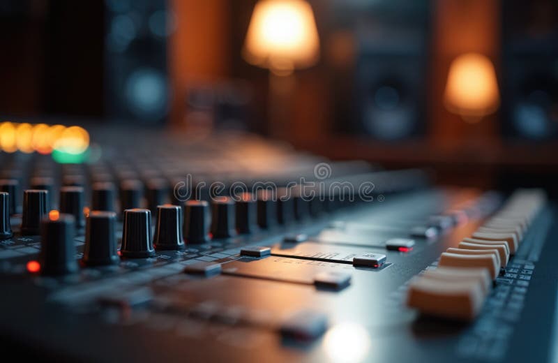 Music Mixer Control Panel in Recording Studio. Audio Mixing Console ...