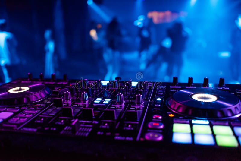 Music Mixer DJ Controller in Booth at Nightclub Stock Image - Image of ...