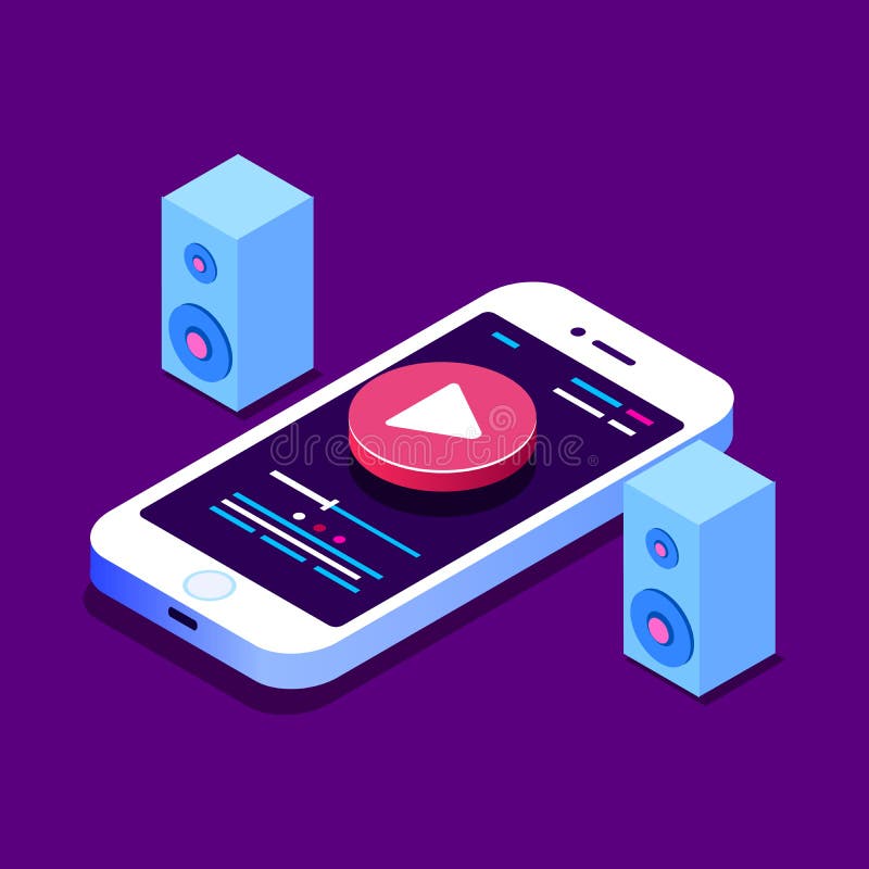 Music on Mobile Phone, Play Button on Screen of Smartphone, Music ...