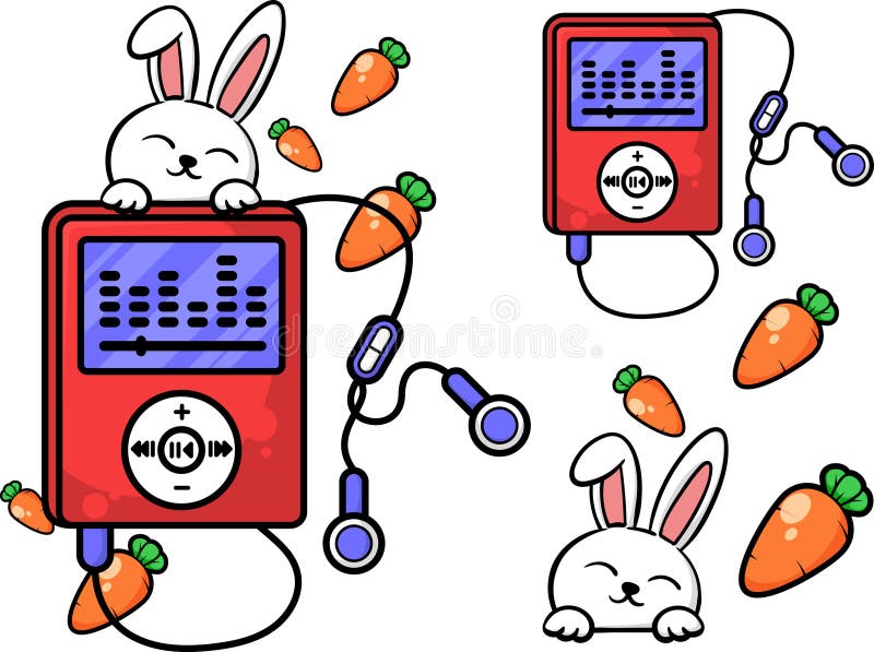 Music Mp3 Illustration of a Rabbit and a Cartoon Carrot Stock Vector ...