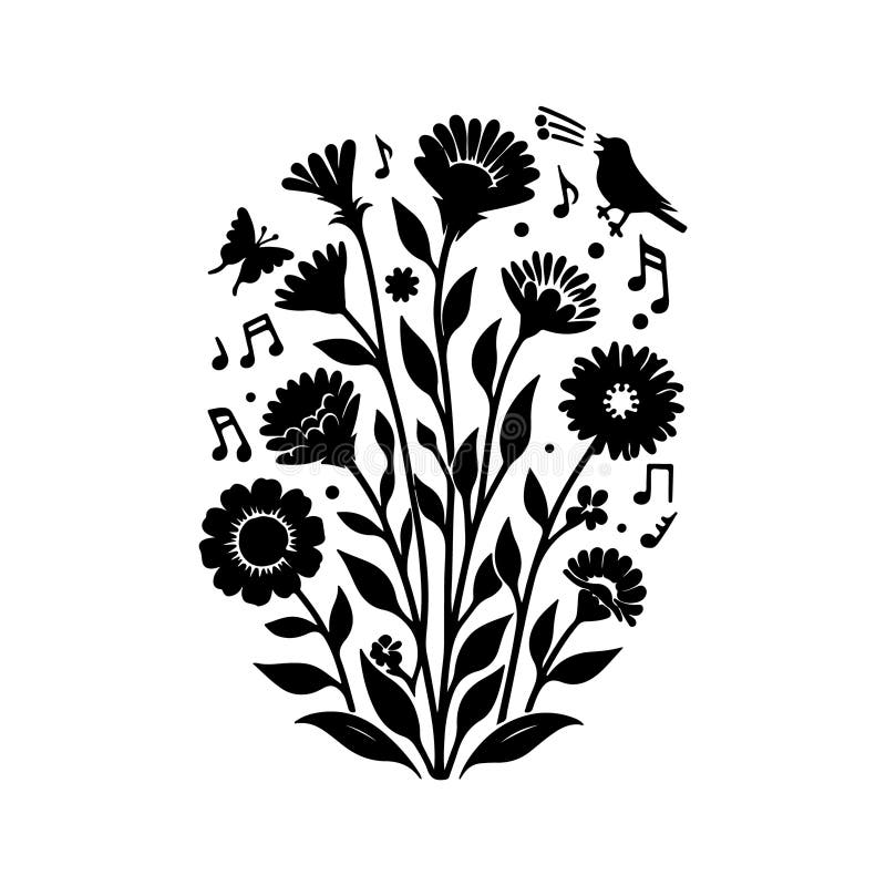 Singing in nature stock illustration. Illustration of drawing - 381189268