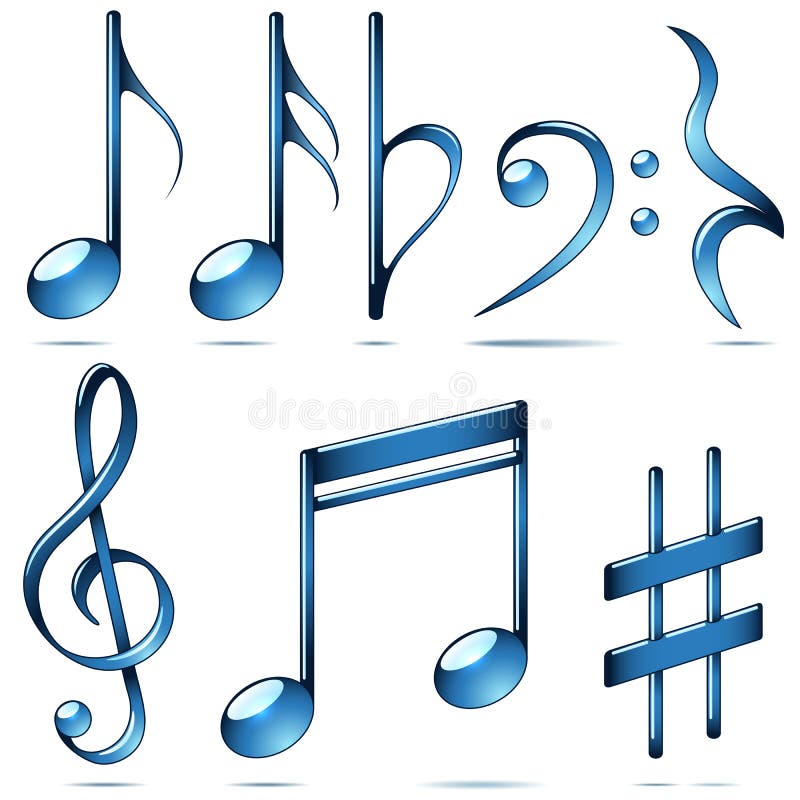 Music Notation Blue Glass Symbols. Stock Vector - Illustration of sheet ...