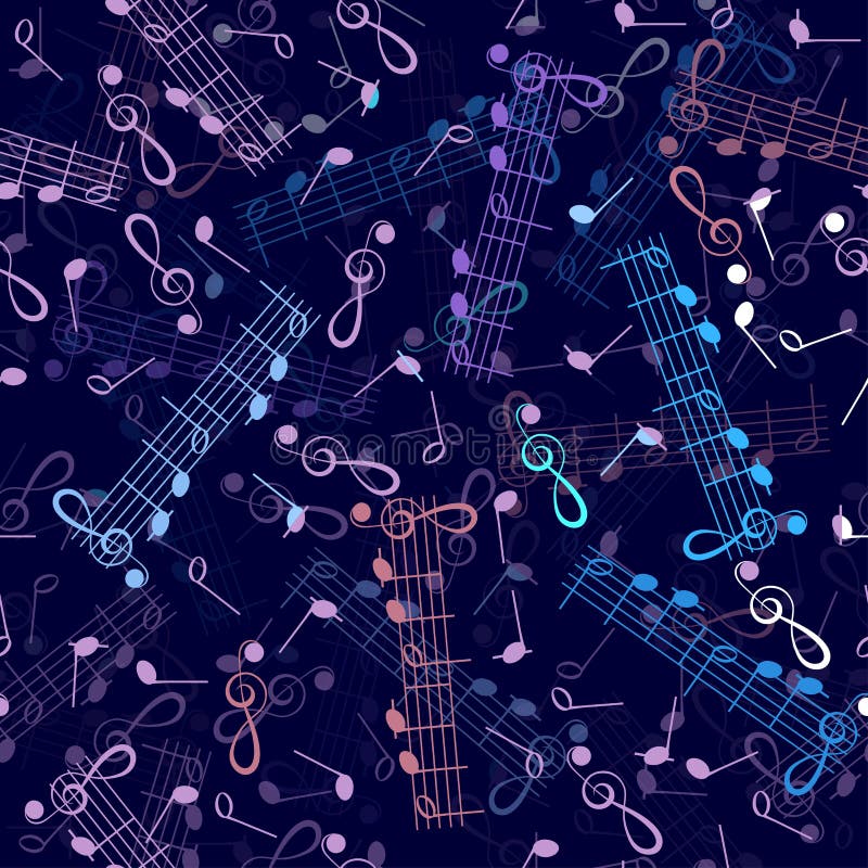 Music Theme Seamless Pattern, Musical Notes Repeating Vector Background ...