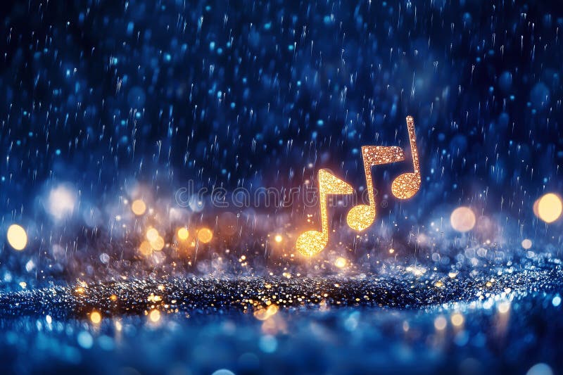 Music Note Against Rain Drops Stock Illustration - Illustration of classical, music: 358607030