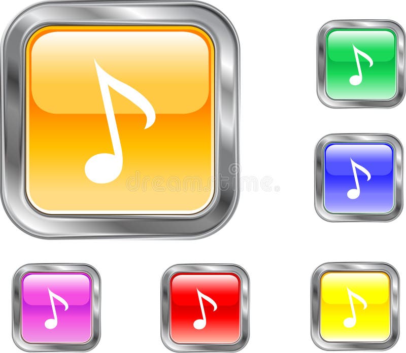 Music Note Button stock vector. Illustration of downloads - 6624275