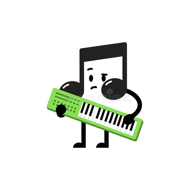 Music Note Character Playing Green Keyboard Illustration for Creative ...