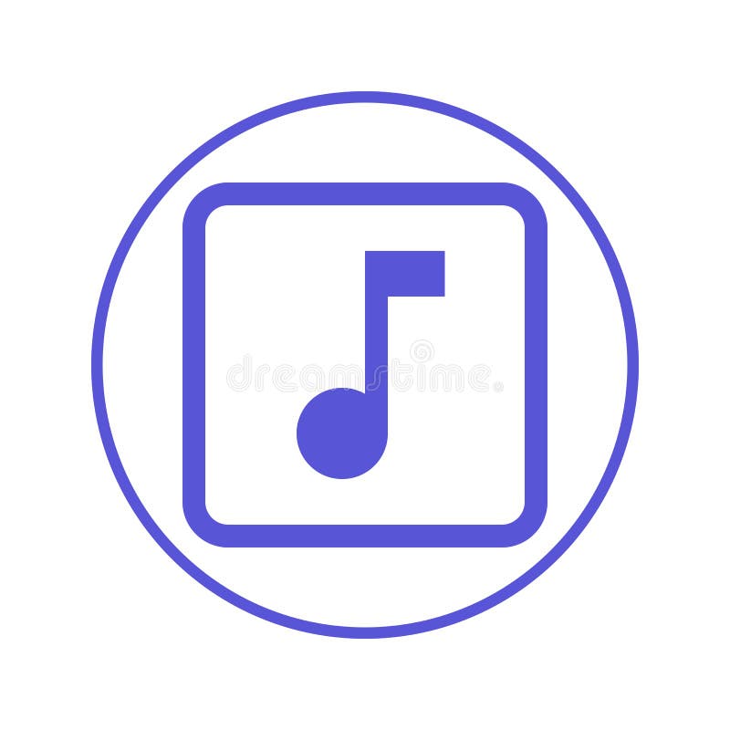 Music Note Circular Line Icon. Round Sign. Flat Style Vector Symbol ...