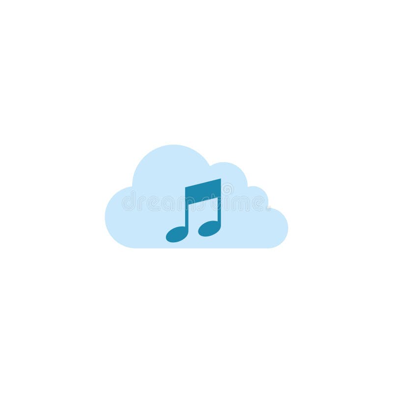 Music Note in Cloud Flat Style Icon Stock Vector - Illustration of clef ...