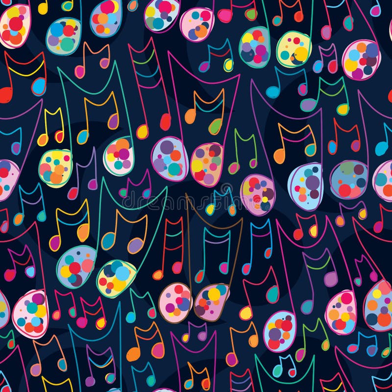 Music Note Colorful Dark Moon Seamless Pattern Stock Vector ...