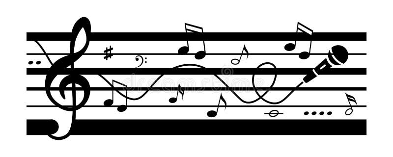 Music Note Design Decorative Element Border. Notes and Microphone ...