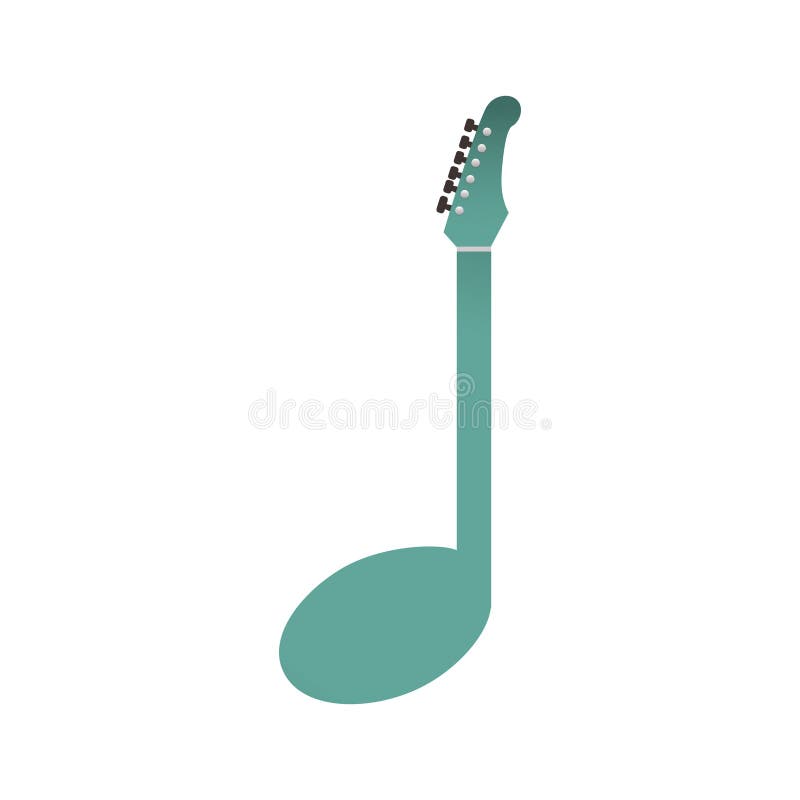 Music Note with Guitar Head. Vector Illustration Decorative Design ...